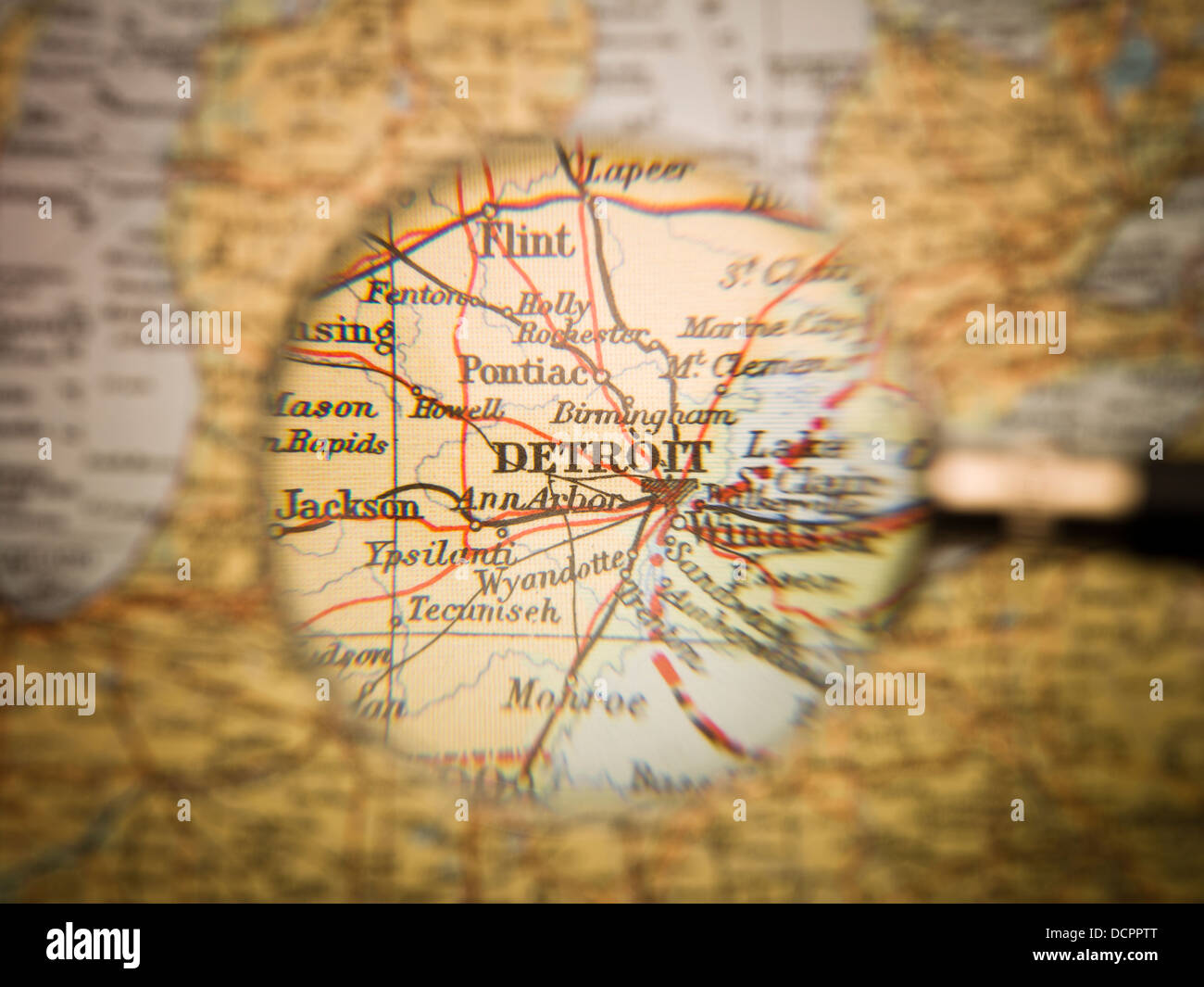 Detroit on a map hi-res stock photography and images - Alamy