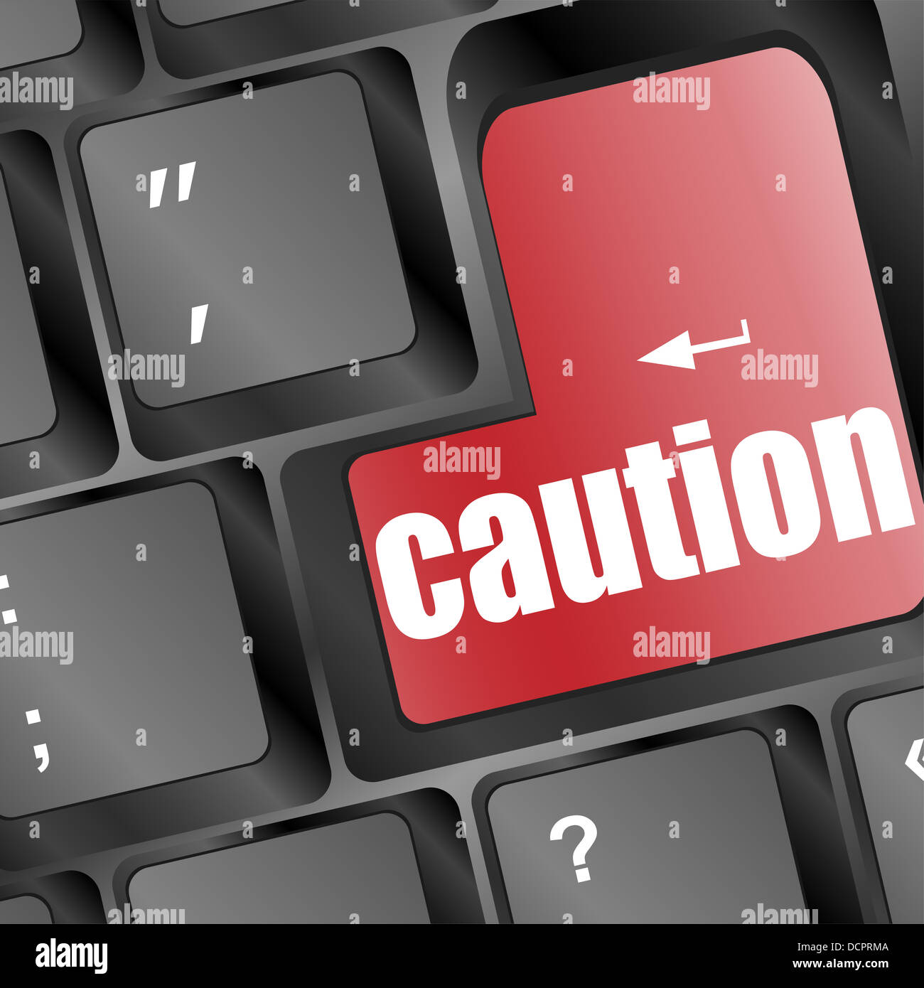 computer keyboard with a caution button Stock Photo - Alamy