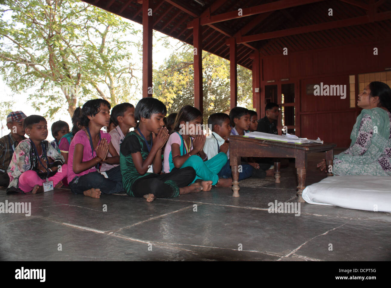Children study at the Sabarmati Ashram, Gujarat, India where Mahatma ...