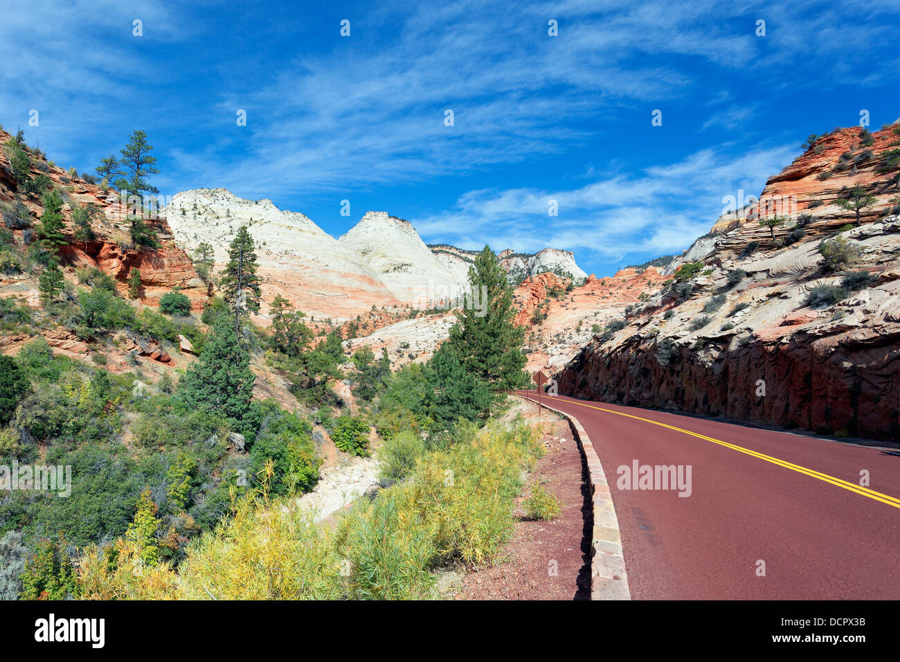 famous road in Zion National Park Stock Photo - Alamy