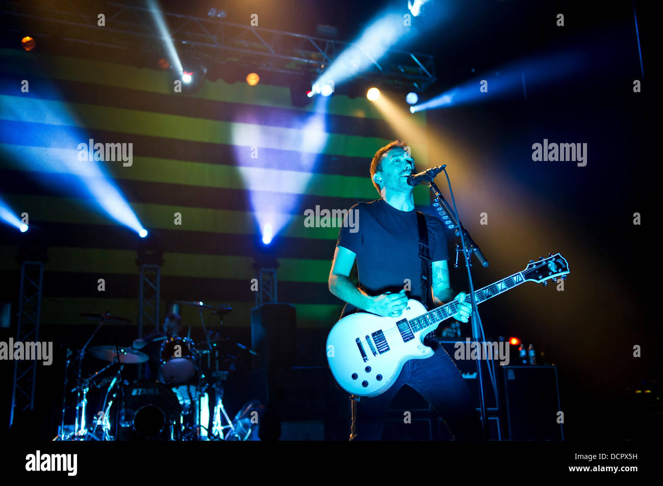 Tim McIlrath of Rise Against performing live at Brixton Academy London ...