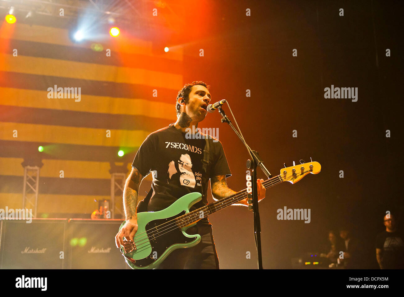 Joe Principe of Rise Against performing live at Brixton Academy London ...