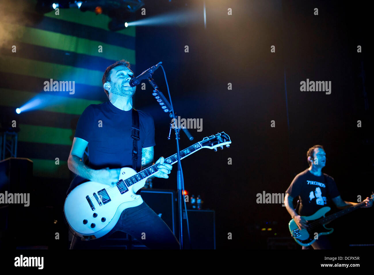 Tim McIlrath of Rise Against performing live at Brixton Academy London ...