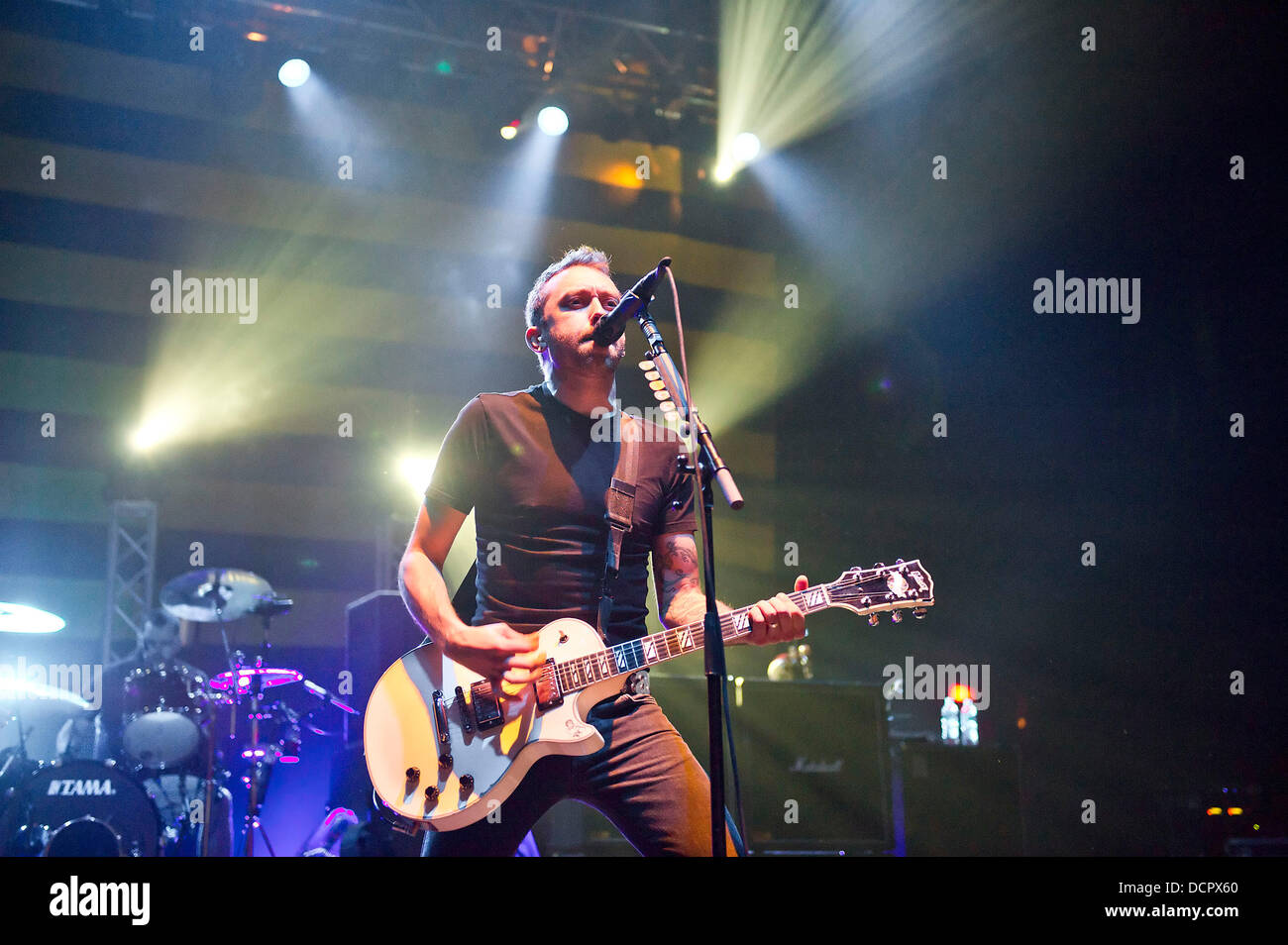 Tim McIlrath of Rise Against performing live at Brixton Academy London ...