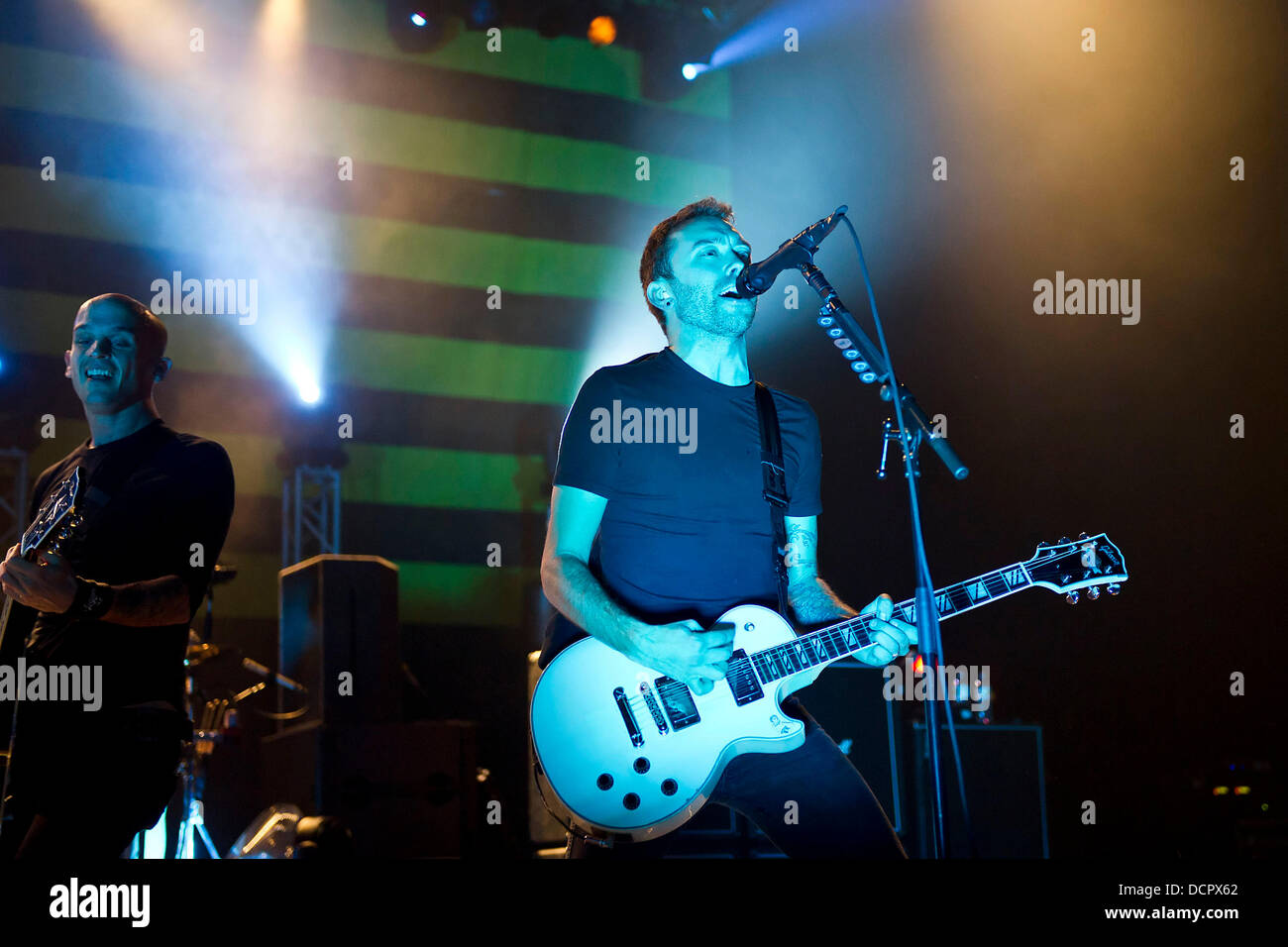 Tim McIlrath of Rise Against performing live at Brixton Academy London ...