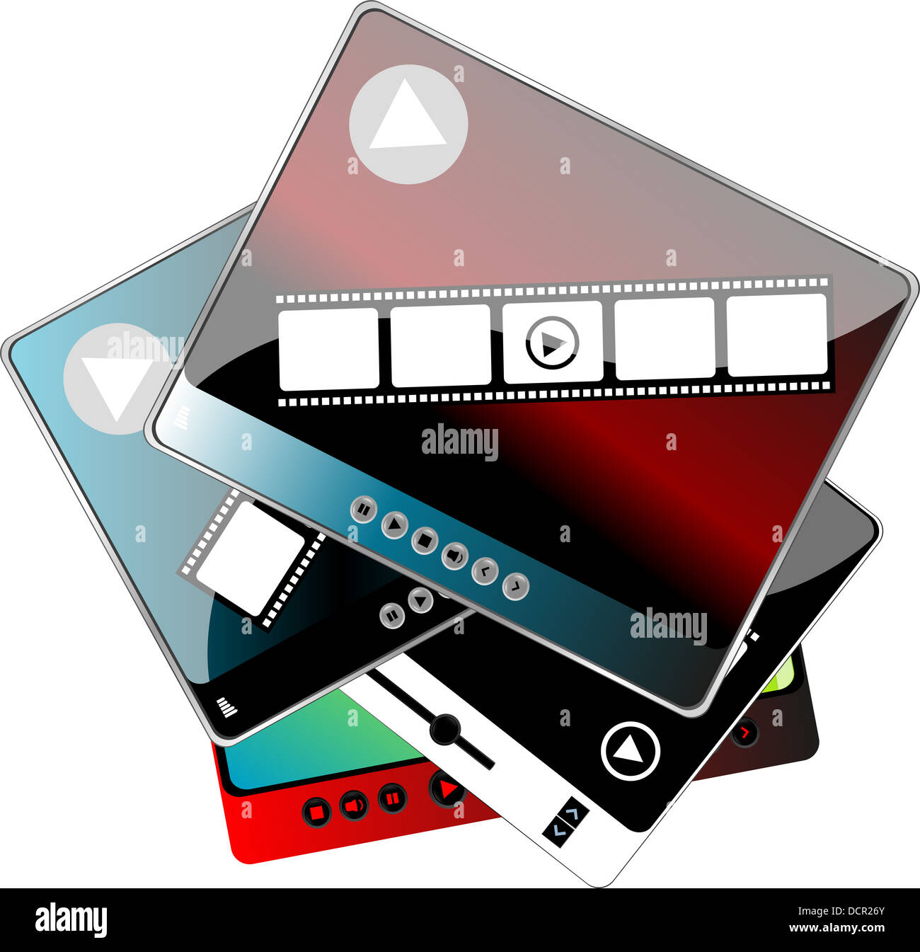 Blank film strip on digital media player set Stock Photo - Alamy