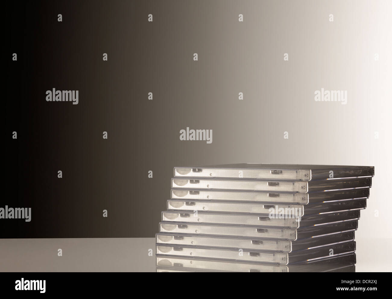 Empty cd cases stack on white close up Stock Photo - Alamy