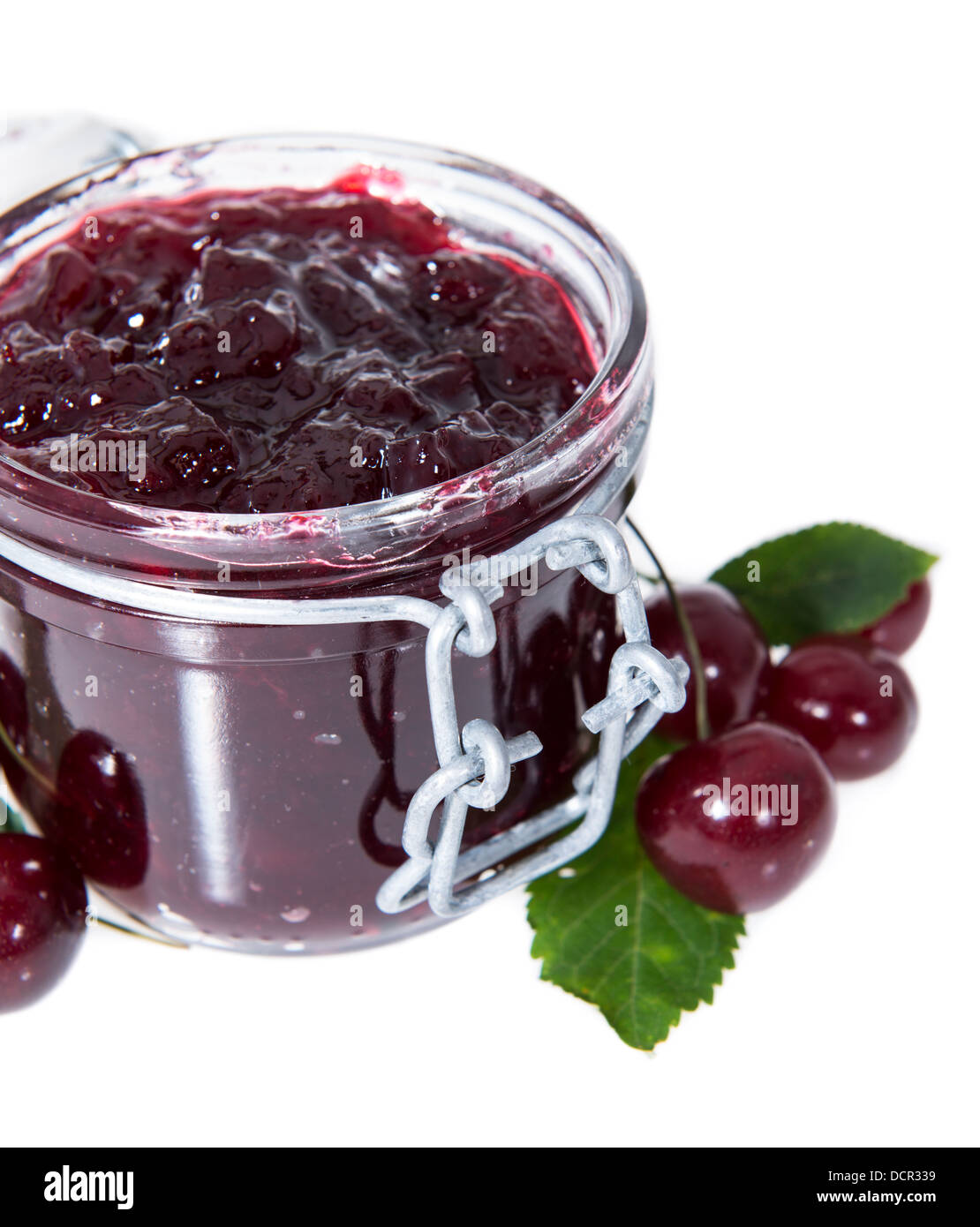 Cherry Jam isolated on white background Stock Photo - Alamy