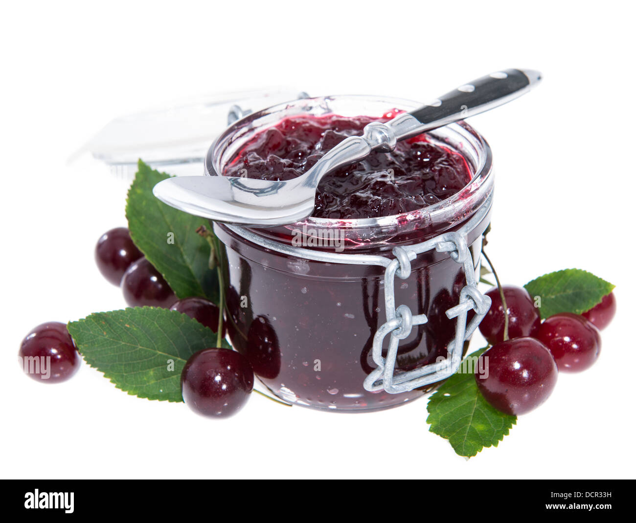 Cherry Jam isolated on white background Stock Photo - Alamy