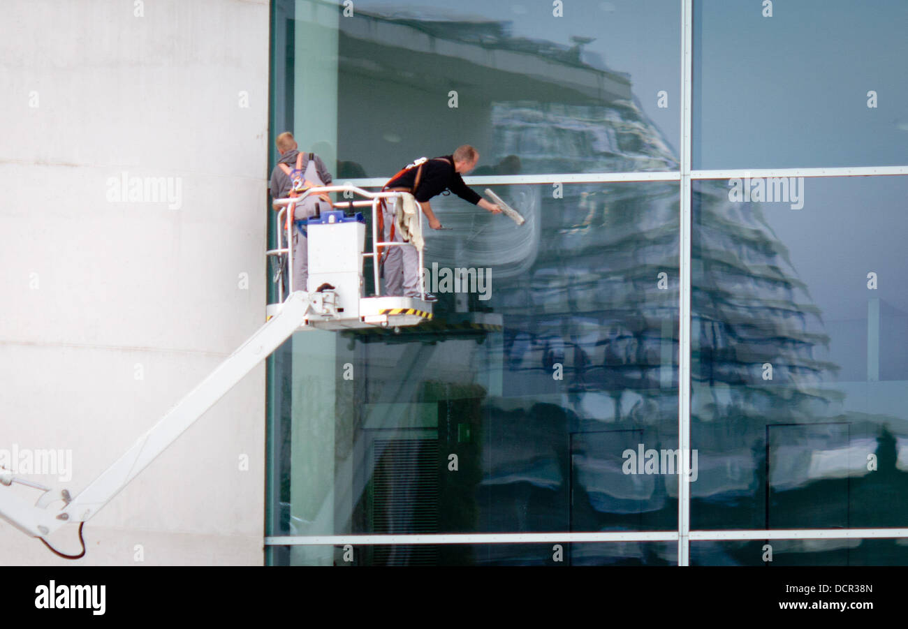 Berlin, Germany. 21st Aug, 2013. The windows of the Chancellery are ...