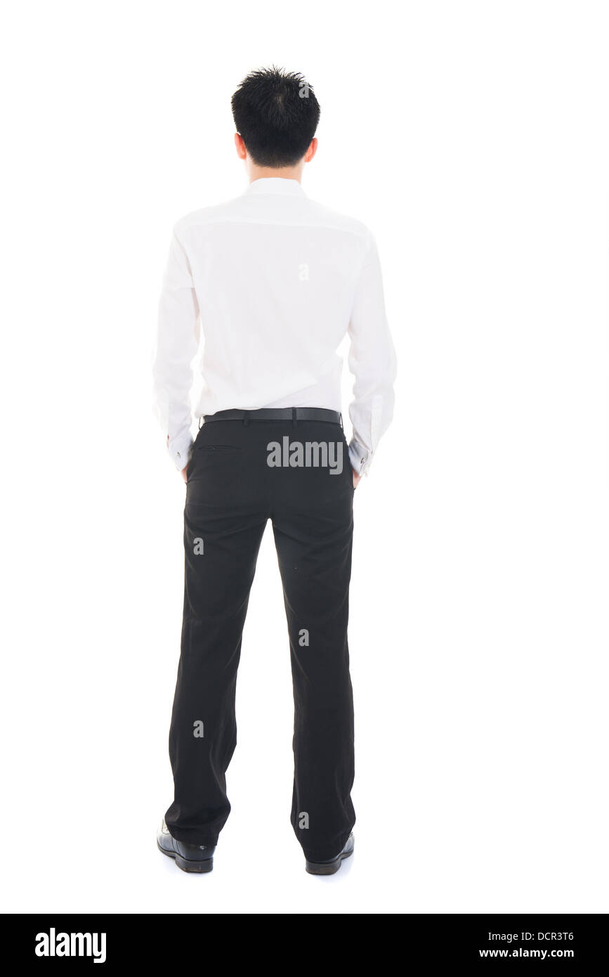 Back view of a Asian businessman isolated on white background Stock ...