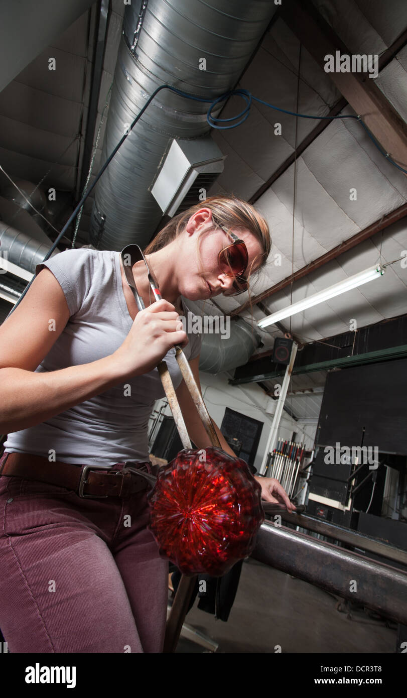 Female Glass Worker with Object Stock Photo - Alamy