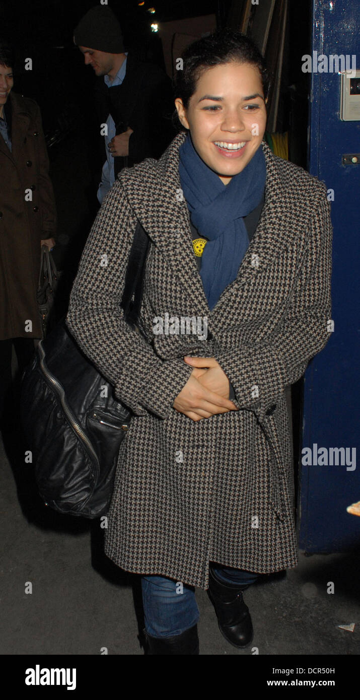 America Ferrera leaves the Garrick Theatre after performing in 'Chicago ...