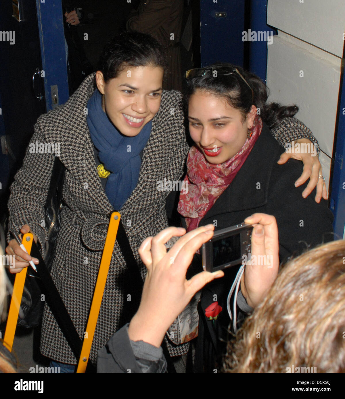 America Ferrera leaves the Garrick Theatre after performing in 'Chicago ...