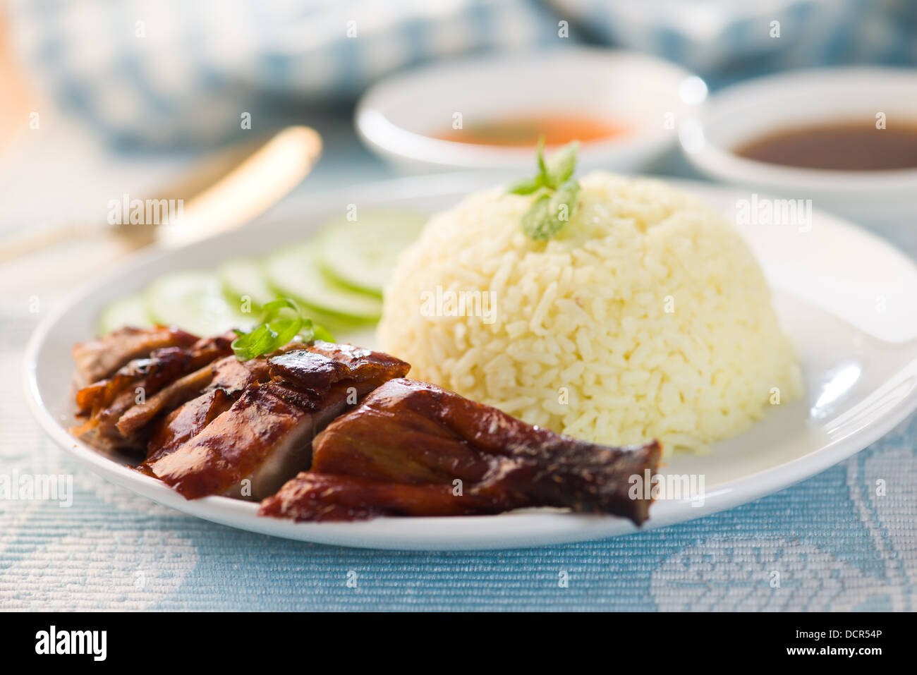 chinese BBQ duck over steamed rice Stock Photo - Alamy