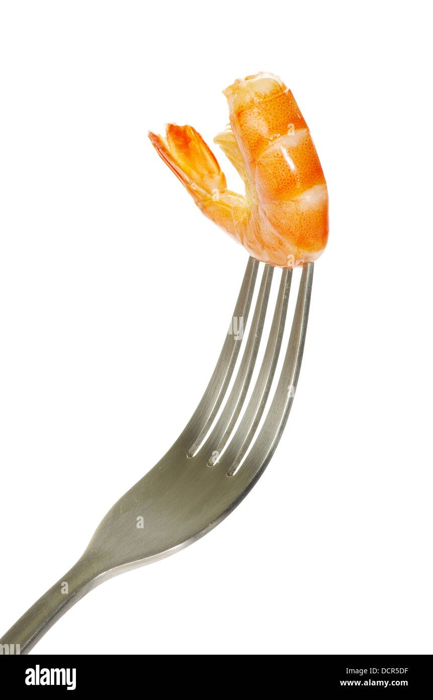 Shrimp on fork Stock Photo - Alamy