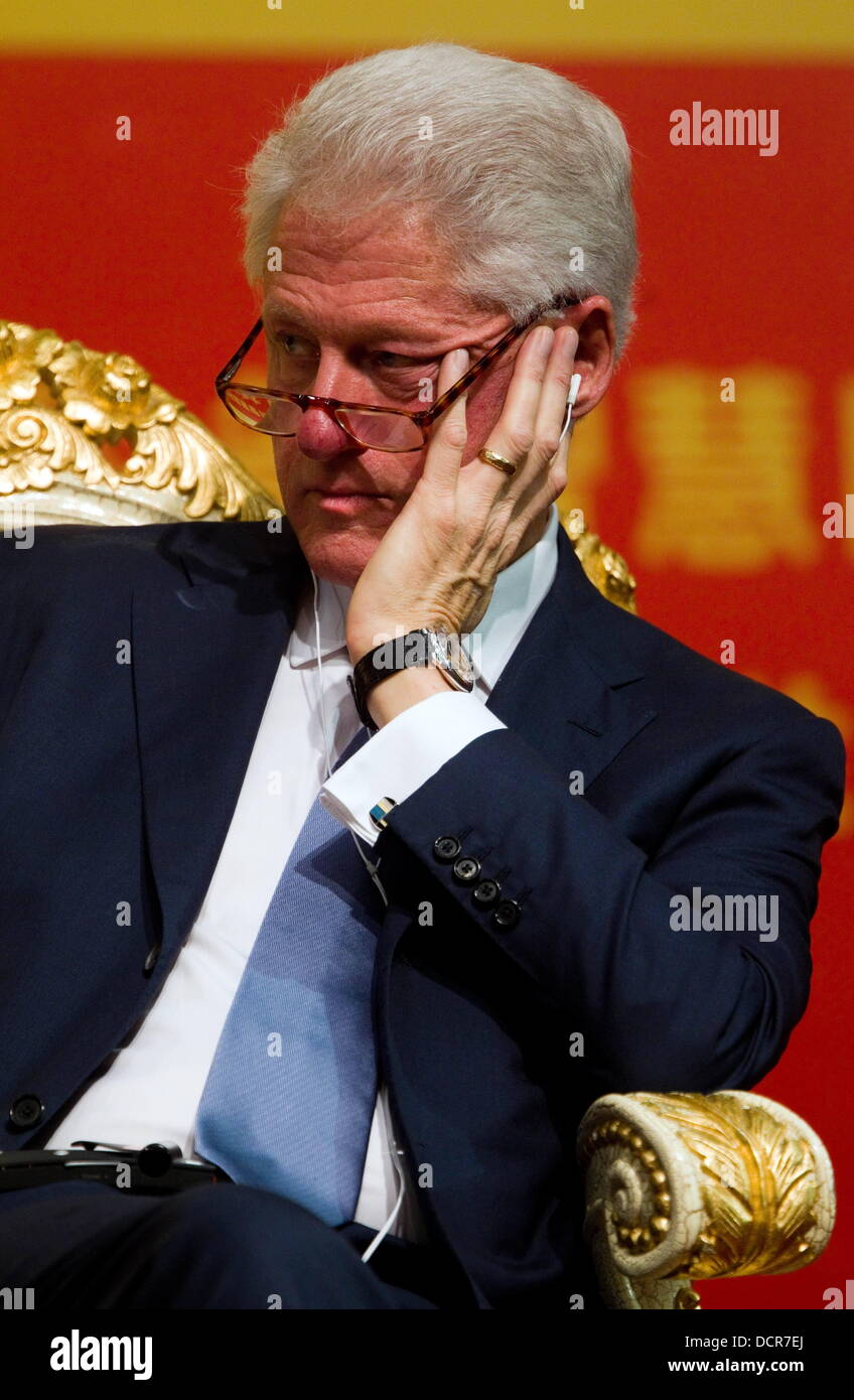 Former President Bill Clinton speaks at the Huatuo CEO Forum in ...