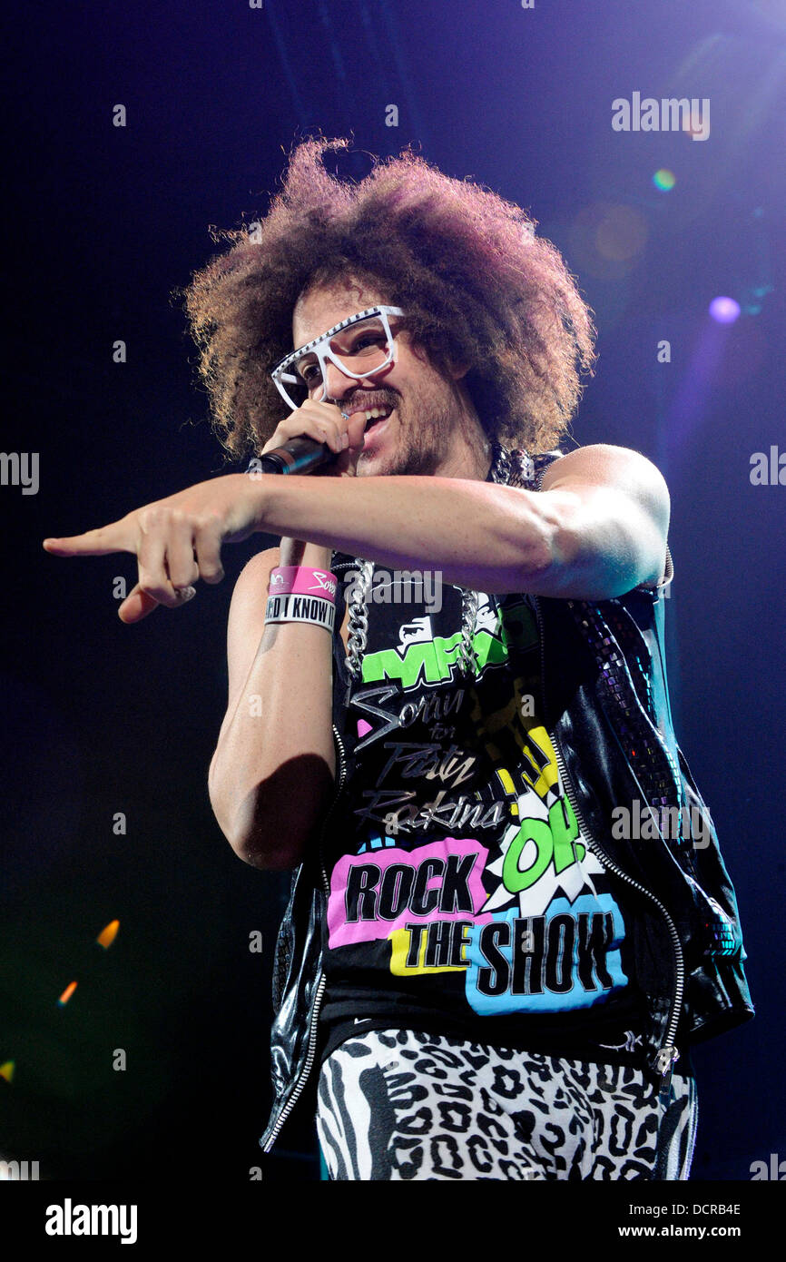 Redfoo LMFAO performs on stage during their 'Cherrytree Tour' at the ...