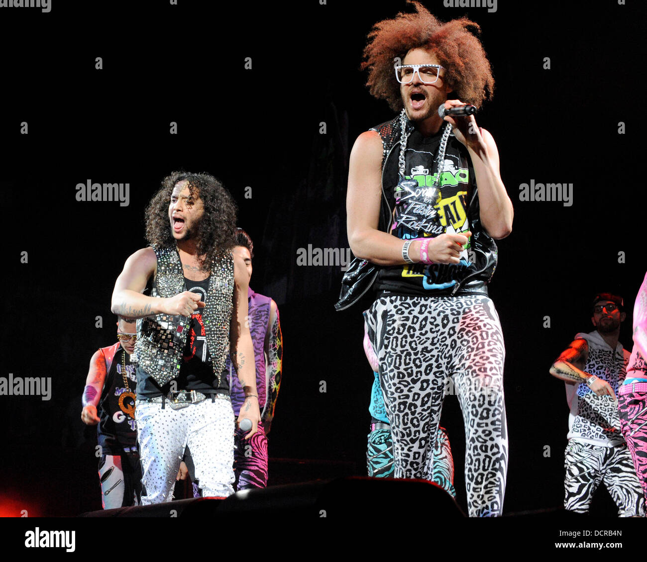SkyBlu and Redfoo LMFAO performs on stage during their 'Cherrytree Tour ...