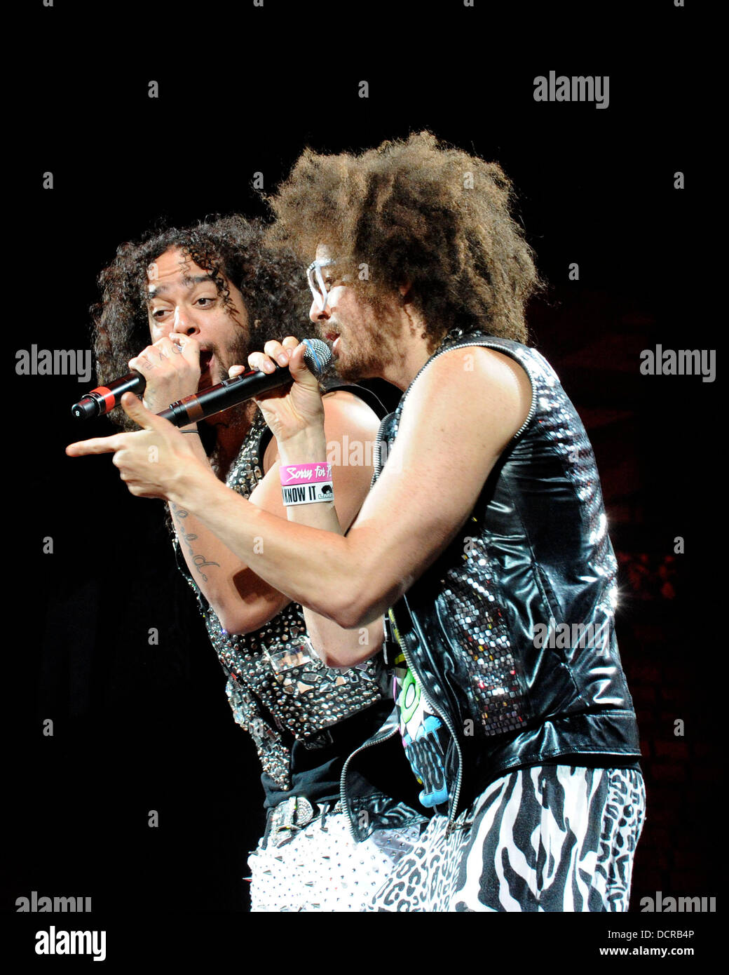 SkyBlu and Redfoo LMFAO performs on stage during their 'Cherrytree Tour ...