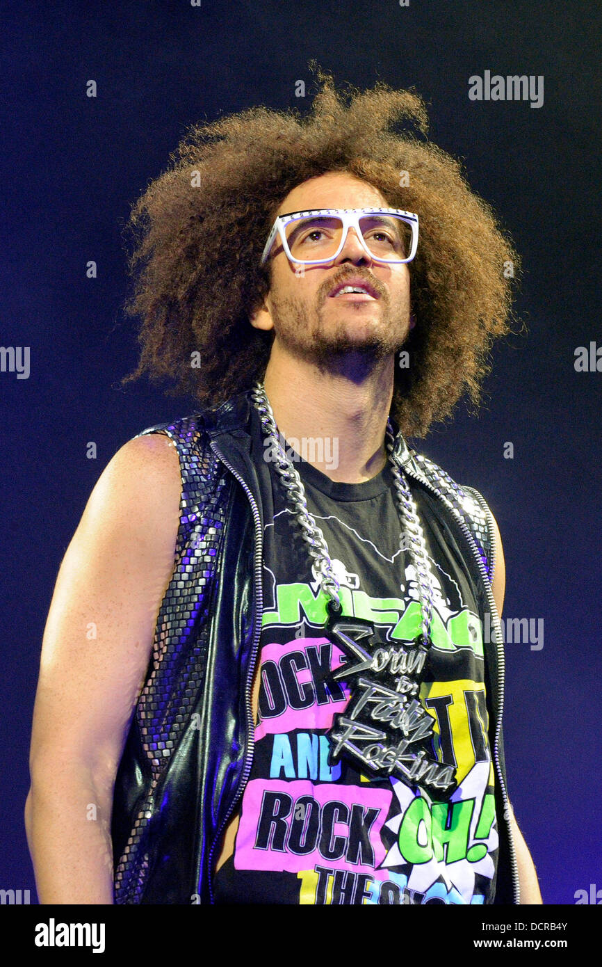 Redfoo LMFAO performs on stage during their 'Cherrytree Tour' at the ...