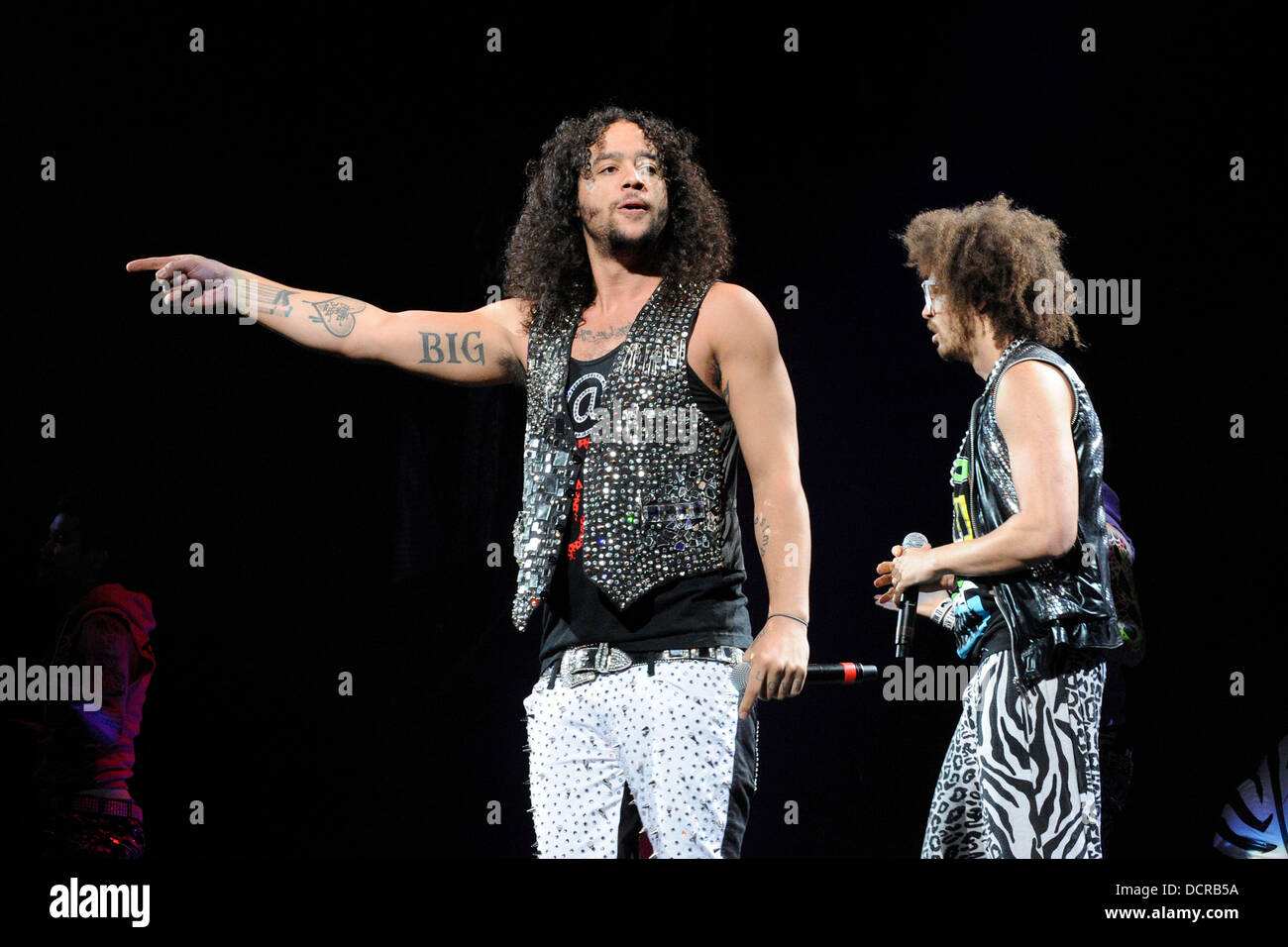 SkyBlu and Redfoo LMFAO performs on stage during their 'Cherrytree Tour ...
