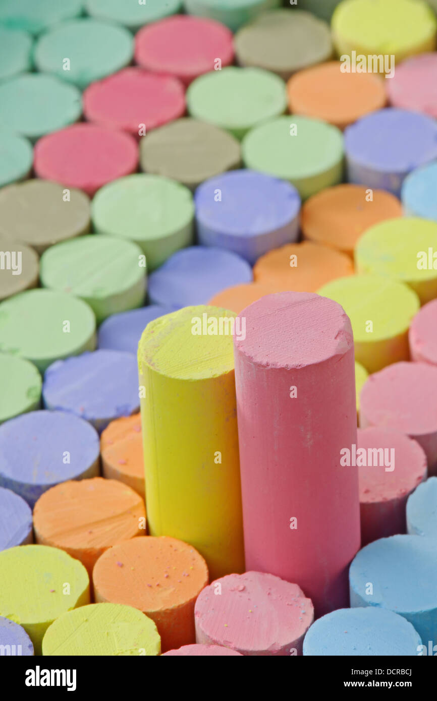 A box of colorful chalks in close up Stock Photo - Alamy