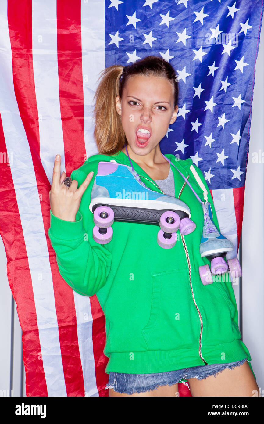 Beautiful patriotic girl Stock Photo - Alamy