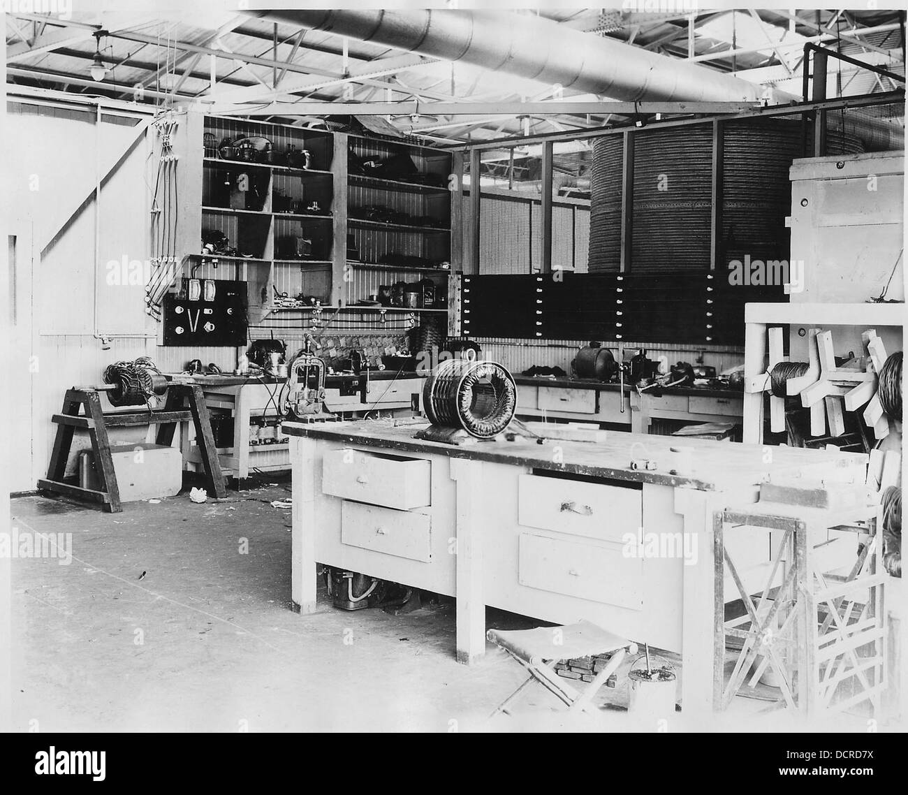 The electrical wiring workshop at the Submarine Base in Los Angeles ...