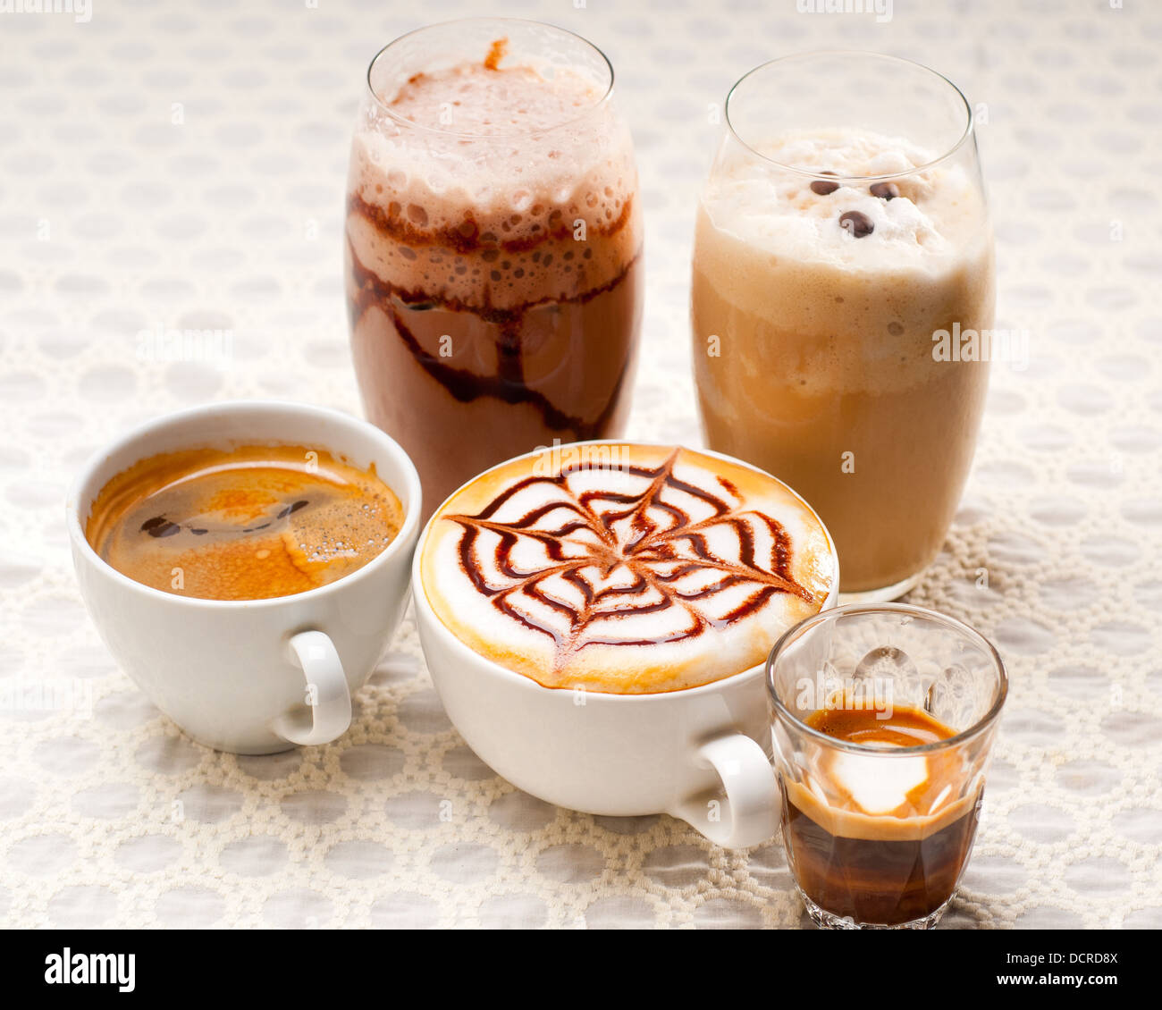 selection of different coffee type Stock Photo - Alamy