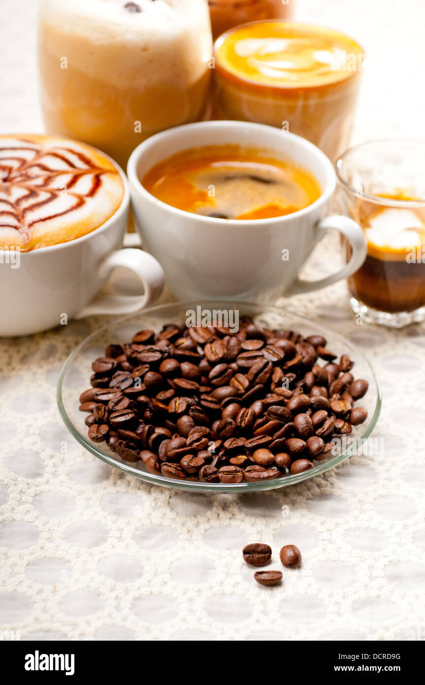 selection of different coffee type Stock Photo - Alamy