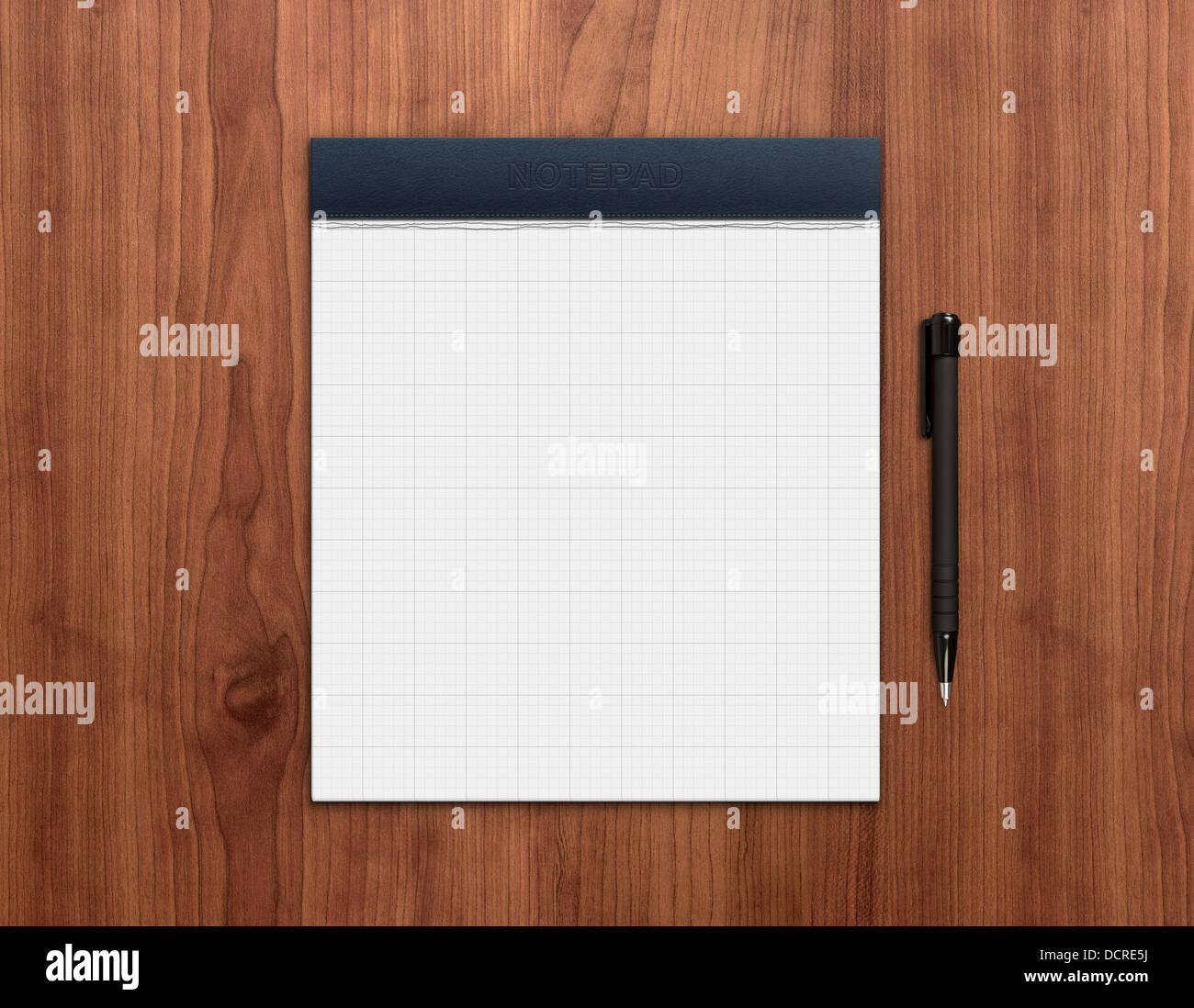 Notepad with pen on desk Stock Photo - Alamy