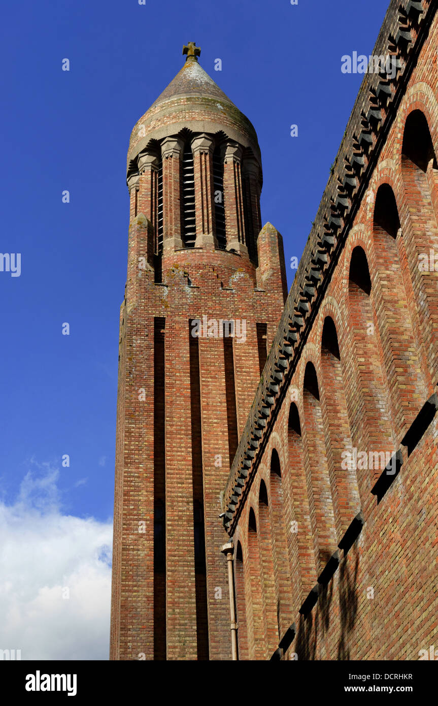 Tower, Quarr Abbey, Wooten Bridge, Ryde, Isle of Wight, England, UK, GB ...