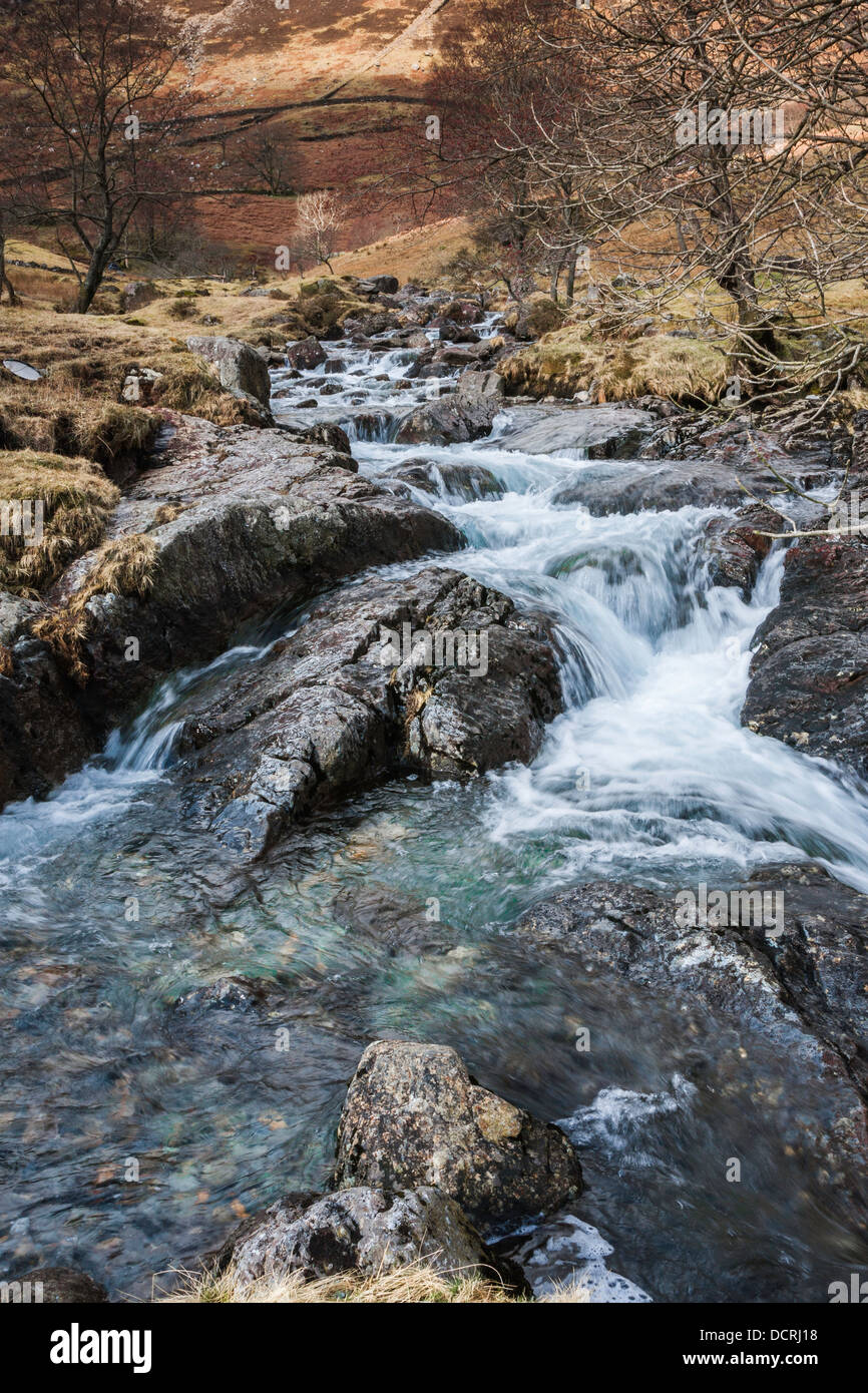 Mountain stream running through autumn landscape near Watkin Path ...