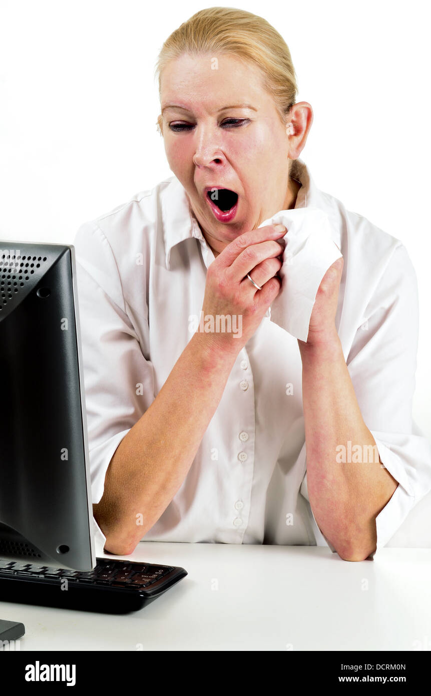 An office worker is sad and holding a tissue Stock Photo - Alamy