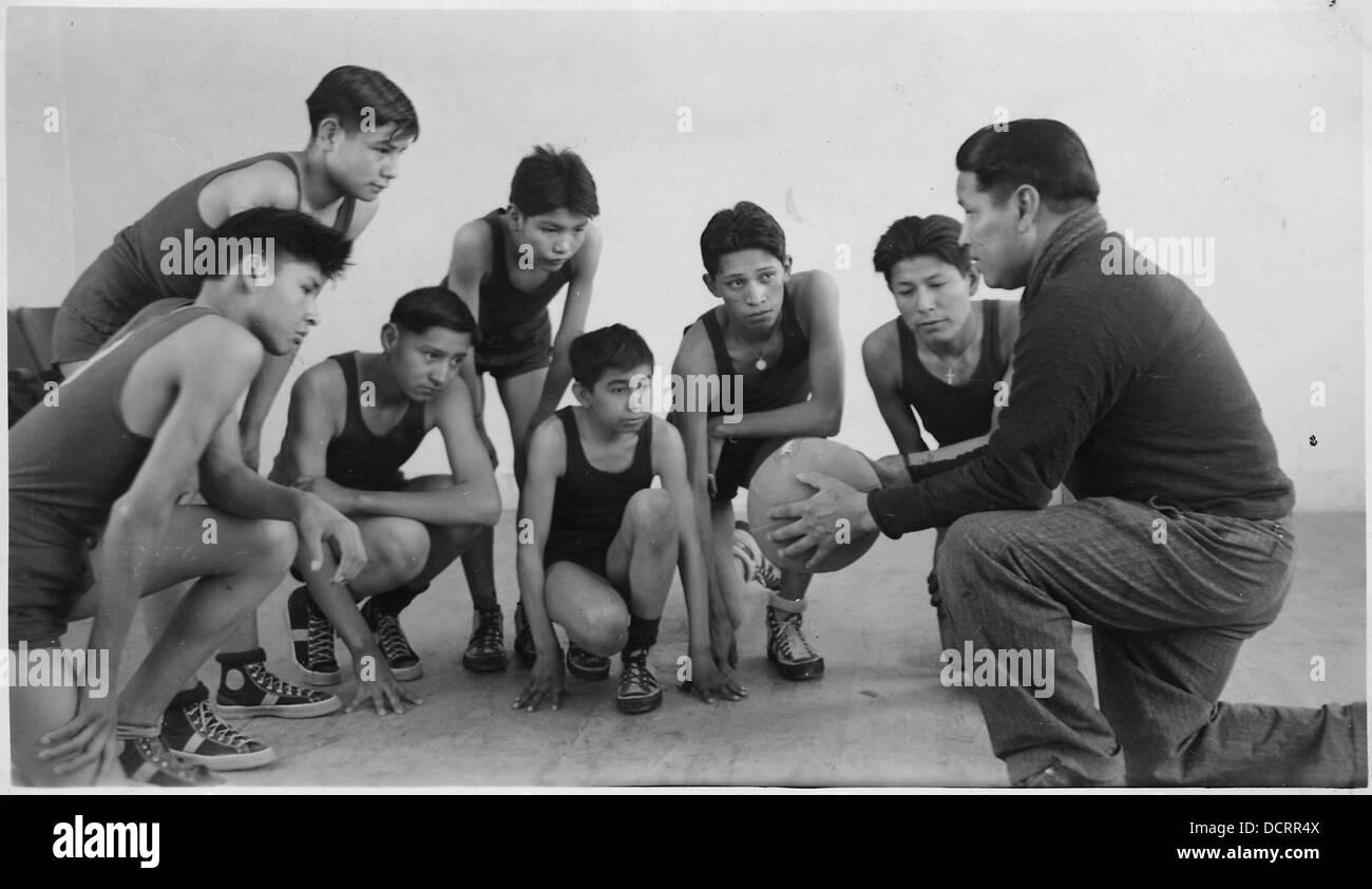 Basketball team gets pointers from the coach - - 285478 Stock Photo - Alamy