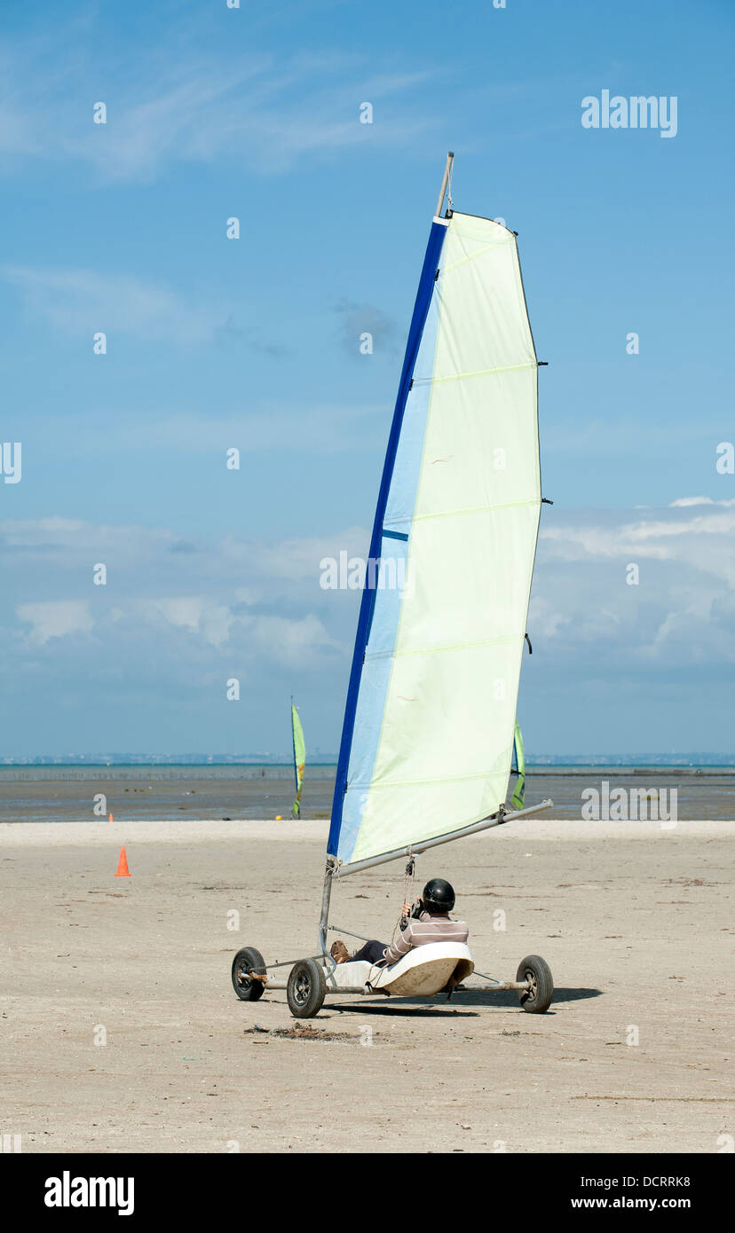 Sand yachts on a French beach at Hirel close to St Malo France Stock ...