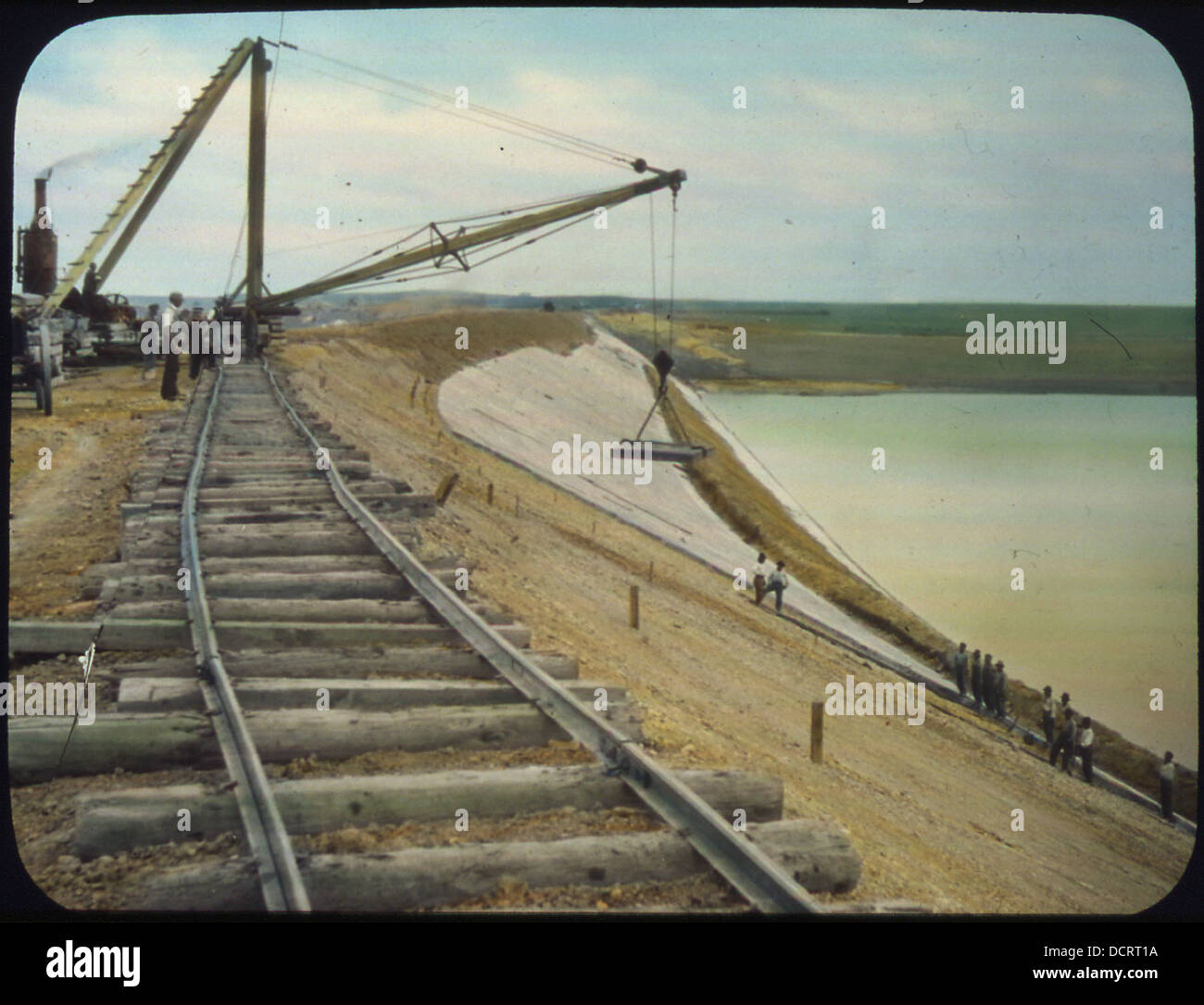 The Belle Fourche Dam project in South Dakota is shown in progress ...