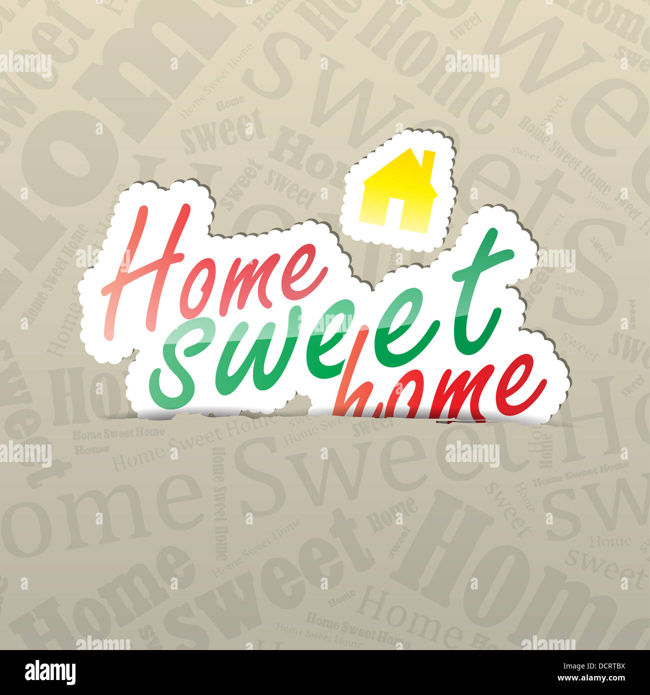 Home Sweet Home (sticker) on a typography background. A lot of space ...