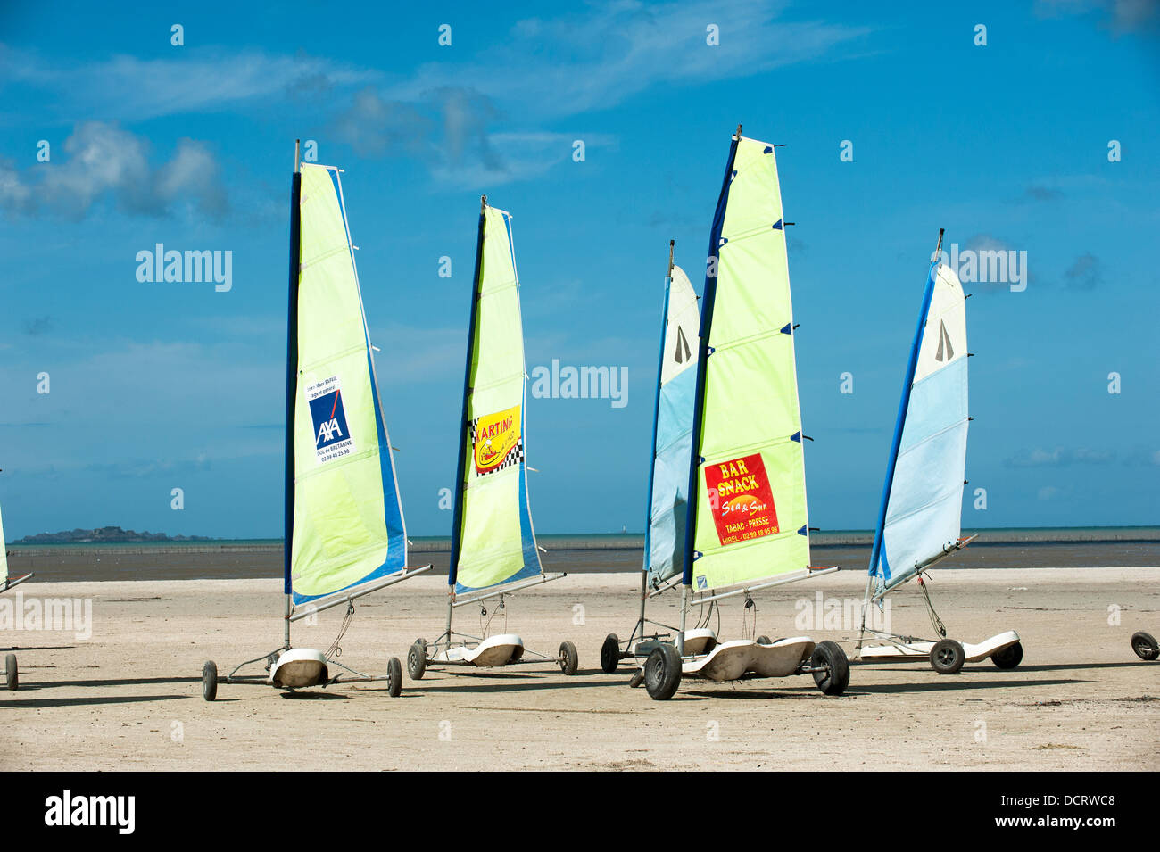 Sand yachts on a French beach at Hirel close to St Malo France Stock ...