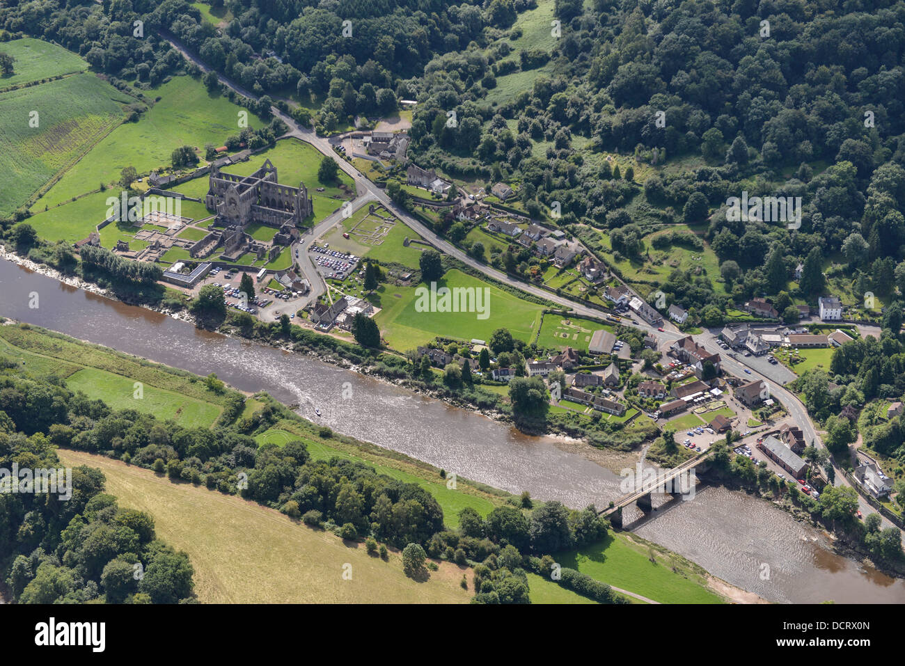 Aerial photograph of Tintern Abbey and the River Wye Stock Photo - Alamy