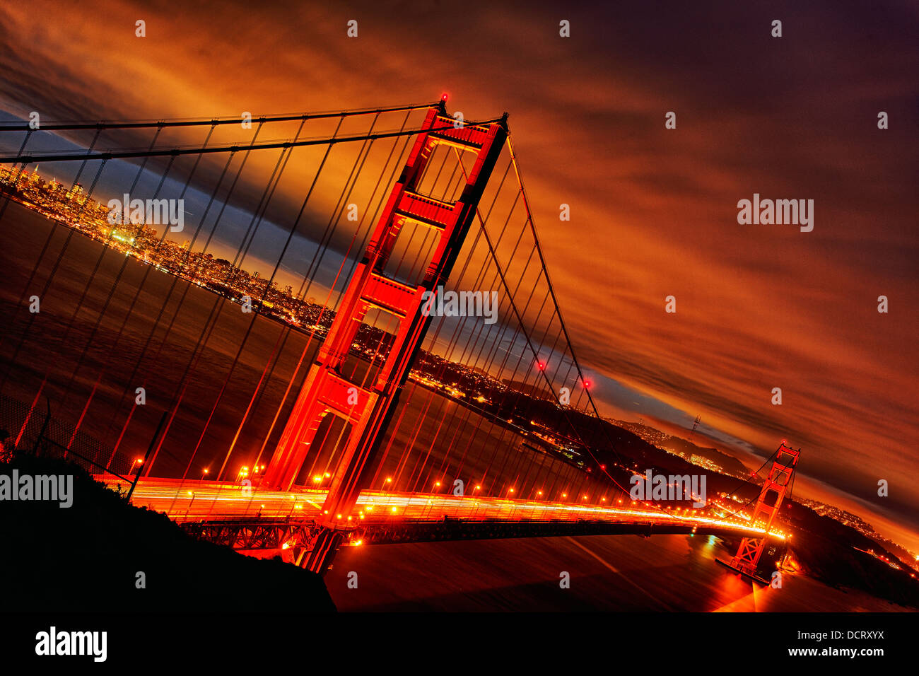 sunset at Golden Gate Bridge Stock Photo - Alamy