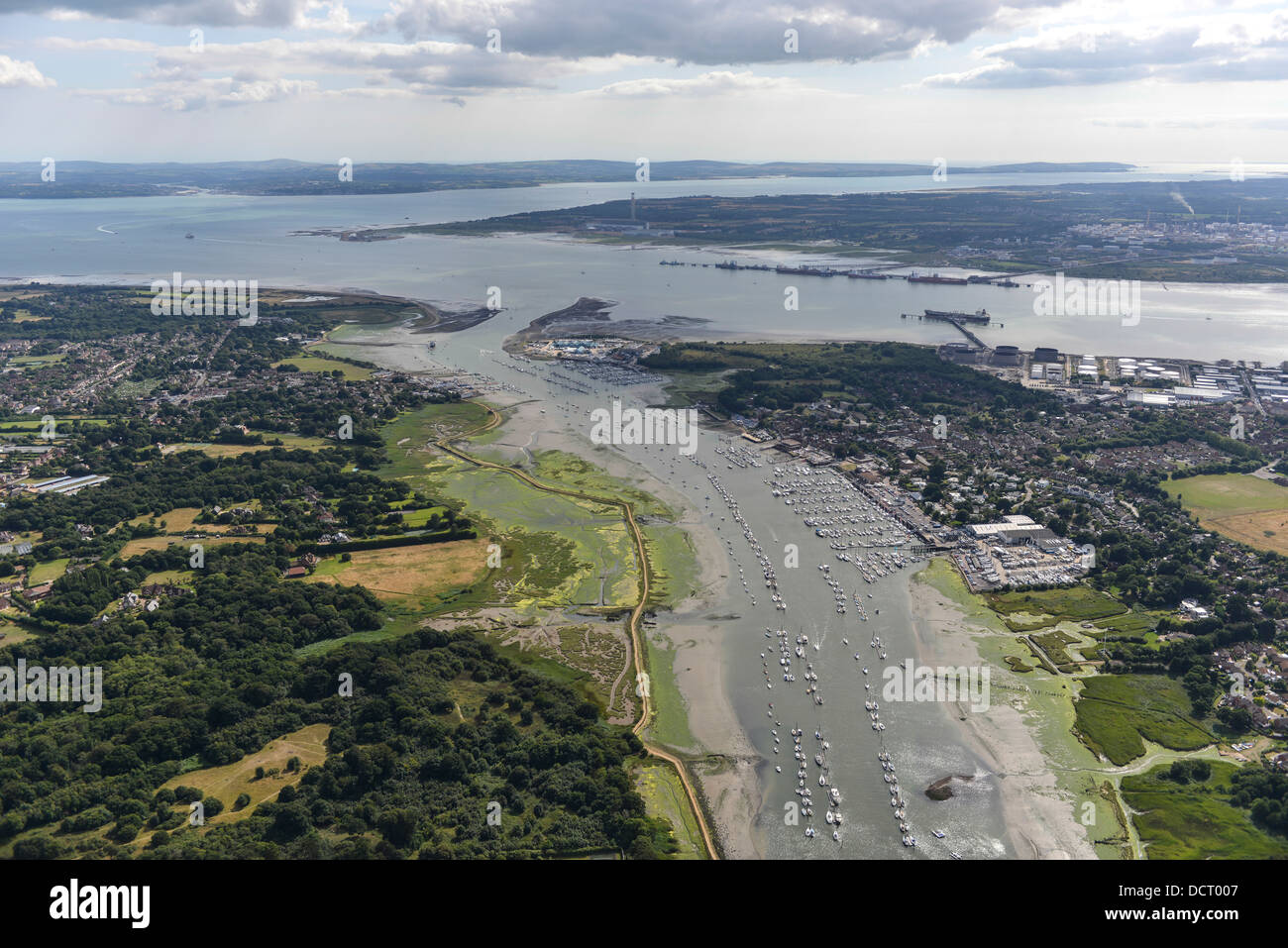 Aerial photograph of River Hamble looking South into Southampton Water ...