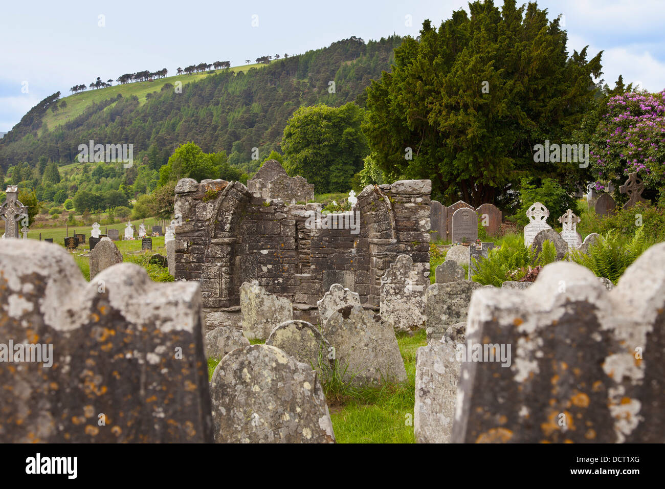 Gravestones In A Cemetery On A 6Th Century Monastic Site; Glendalough ...