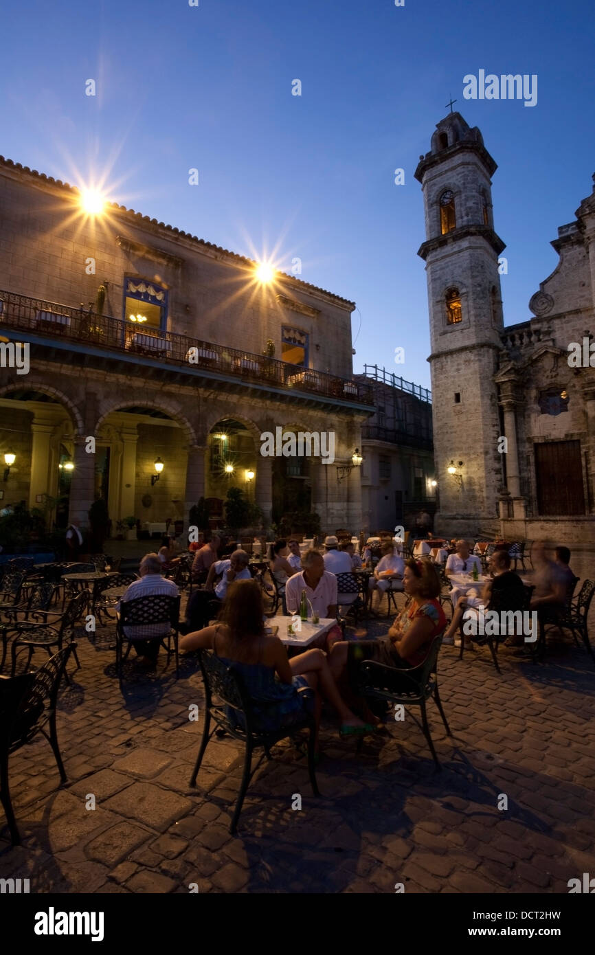 An Outdoor Cafe At Night Stock Photo - Alamy