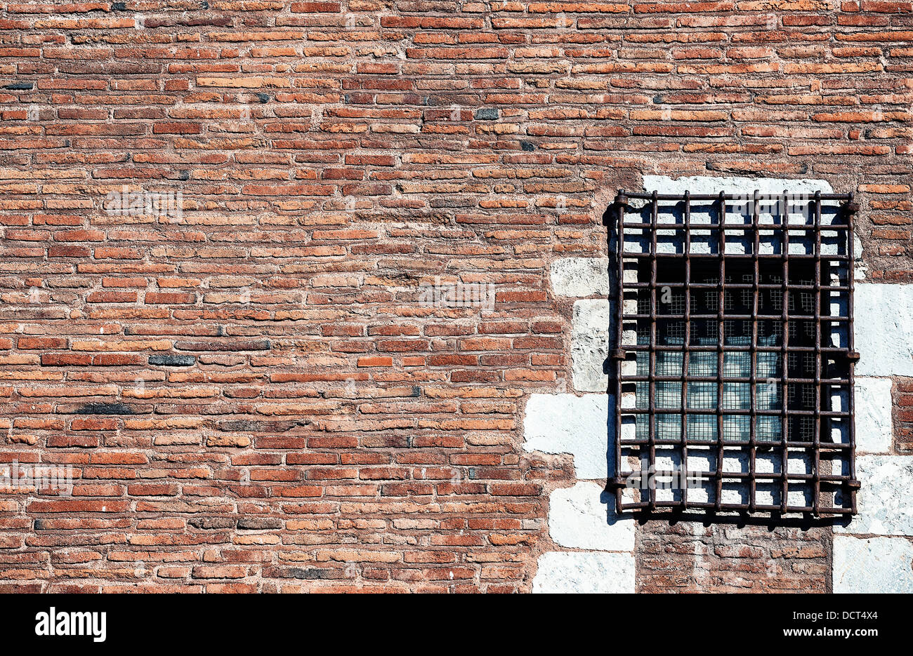 Prison red brick wall Stock Photo - Alamy