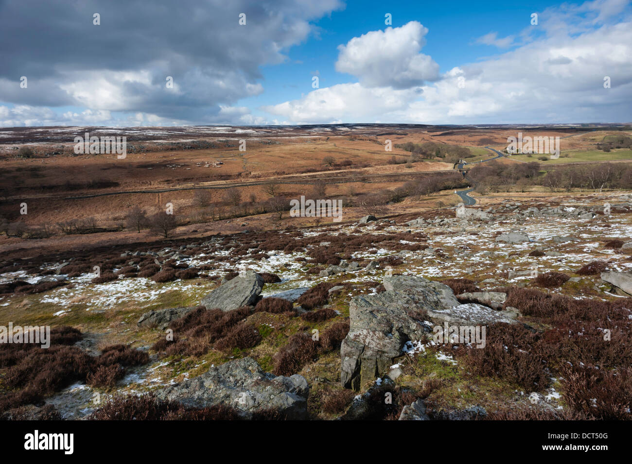 Jurassic rocks, early spring in the North York Moors National Park ...