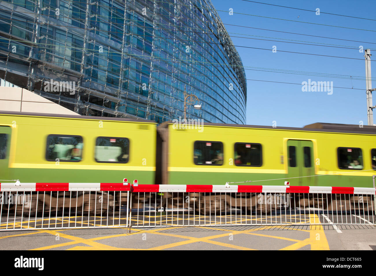 A Commuter Train Goes By Aviva Stadium; Dublin, County Dublin, Ireland ...