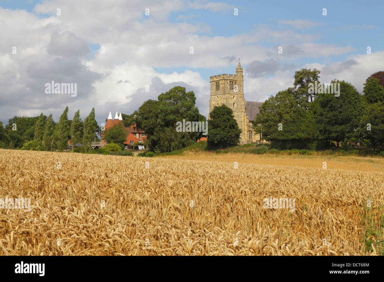 Horsmonden Oast House and St Margaret's Church Kent England UK Stock ...