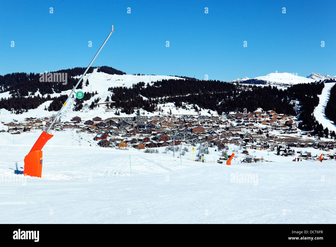ski track in french alpine mountain Stock Photo - Alamy